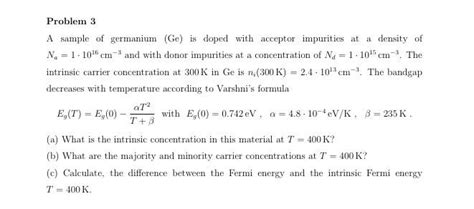 solved problem 3 a sample of germanium ge is doped with