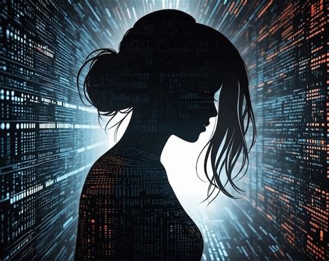 Premium Photo Binary Code On The Background Female Silhouette In Dark