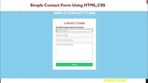 How To Create A Simple Contact Us Form Using Htmlcss Step By Step