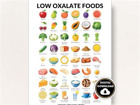 Low Oxalate Diet Low Oxalate Foods List Printable Pdf Of Foods That