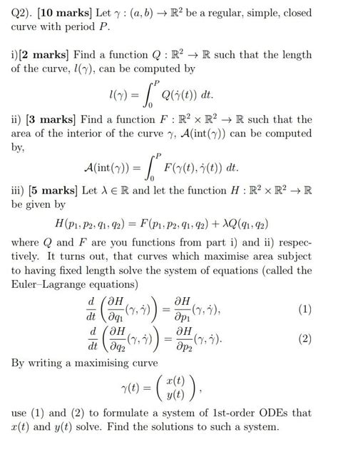 q2 [10 marks] let γ a b →r2 be a regular simple