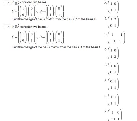 Solved Given R And Two Bases B And C Let The Change Of Chegg