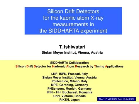 Ppt Silicon Drift Detectors For The Kaonic Atom X Ray Measurements In