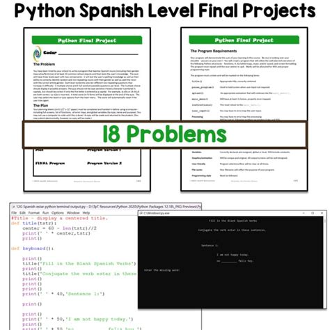 Python Spanish Final Coding Project Editable Resource Package Tpt