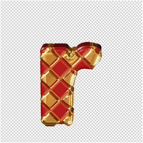두꺼운 금 마름모꼴 문자 R이 있는 빨간색 기호 프리미엄 Psd 파일