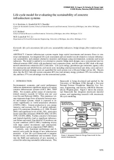 Pdf Life Cycle Model For Evaluating The Sustainability Of Concrete Infrastructure Systems