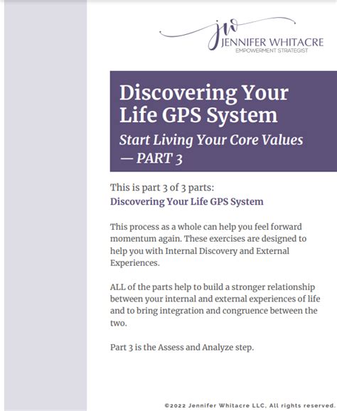 Start Living Your Core Values Part 3 Of Discovering Your Life Gps System Jennifer Whitacre Llc