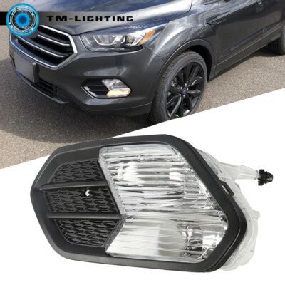 For 2017 2019 Ford Escape Front Fog Lights Lamp Wblack Cover Driver