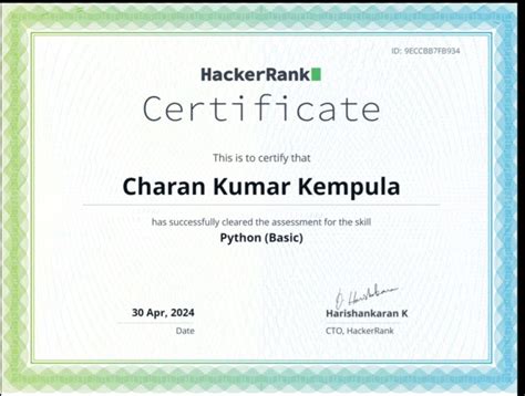 Charan Kumar On Linkedin Codegnan Hackerrank
