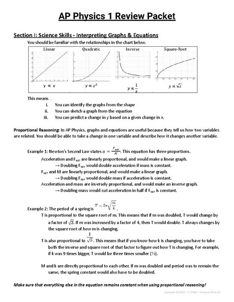 Ap Physics 1 Review Packet Part1 Ap Physics 1 Review Packet Section I