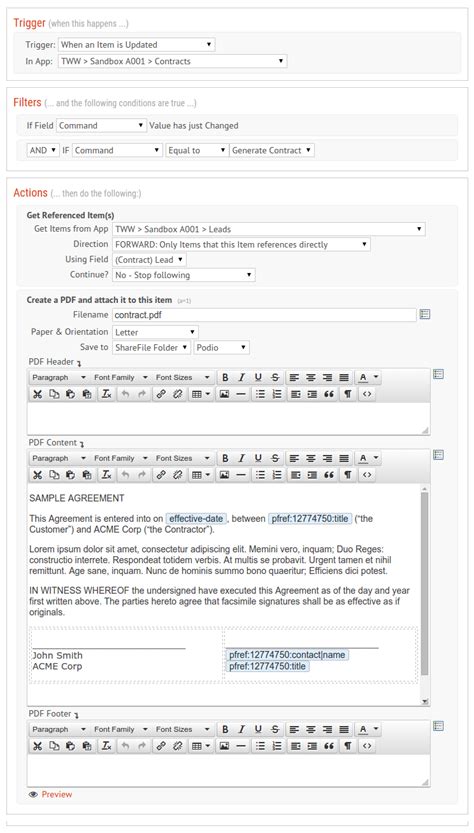 creating pdf s in podio and saving them to sharefile