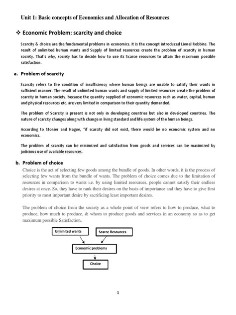 Unit 1 Basic Concepts Of Economics And Allocation Of Resources Pdf