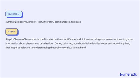 Solved Summarize Observe Predict Test Interpret Communicate Replicate