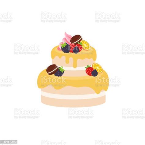 생일 축하 파티 생일 케이크 상자 과일 케이크 축하 파티 생일 양초 세트 고립 된 평면 벡터 그래픽 디자인 일러스트 레이 션 및
