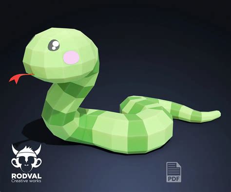 Tiny Viper Papercraft Template Diy Paper Low Poly Cute Kawaii 3d Model Pdf Low Poly