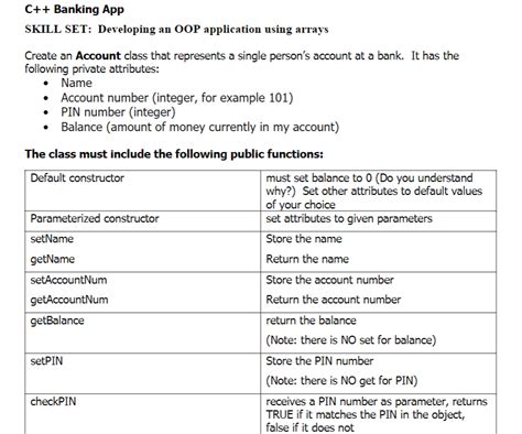 Solved C Banking App SKILL SET Developing An OOP Chegg