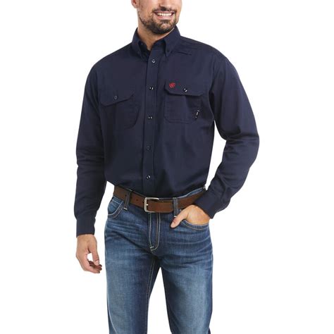 Ariat Fr Mens Solid Work Shirt In Navy 10018816
