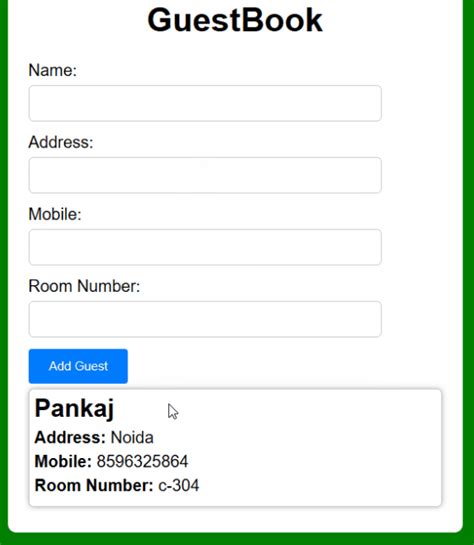 Create A Guestbook Using Html Css And Javascript Geeksforgeeks