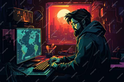 premium photo a male computer programmer coding in front of monitor