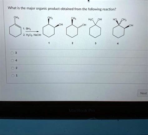 solved what is the major organic product obtained from the following