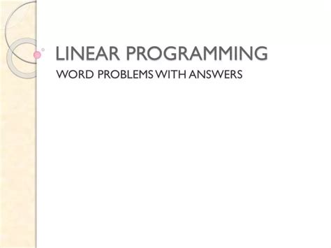 Ppt Linear Programming Powerpoint Presentation Free Download Id6228642