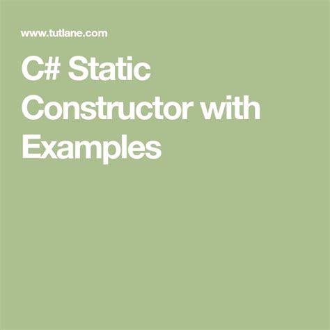 C Static Constructor With Examples Example Static Simple Words