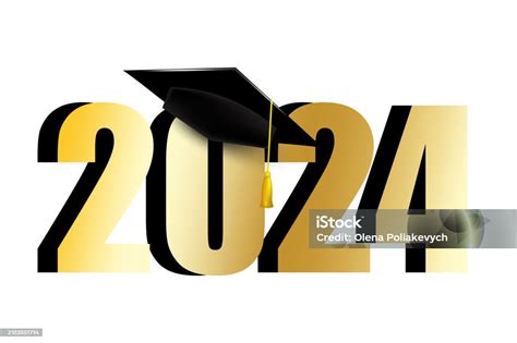 졸업 모자 아이콘입니다 2024년 졸업반 축하 학업 성공 엠블럼 업적 마일스톤 그래픽입니다 벡터 일러스트 레이 션입니다 주당순이익 10 2024년에 대한 스톡 벡터 아트 및