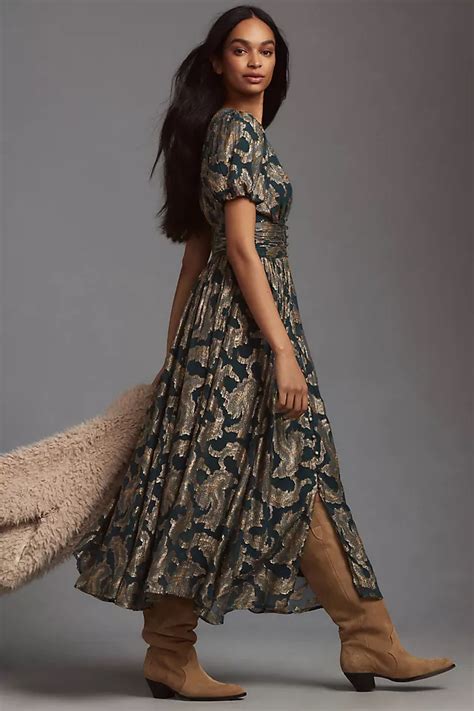The Katerina Button Front Dress Lurex Edition Anthropologie