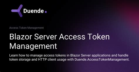 Blazor Server Access Token Management Duende Software Docs
