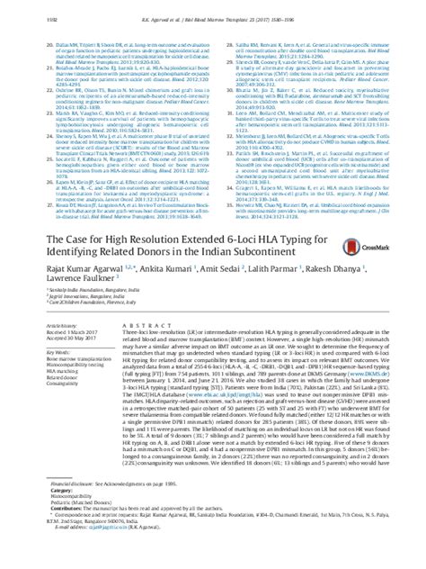 Pdf The Case For High Resolution Extended 6 Loci Hla Typing For