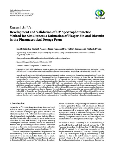 Pdf Development And Validation Of Uv Spectrophotometric Method For Simultaneous Estimation Of