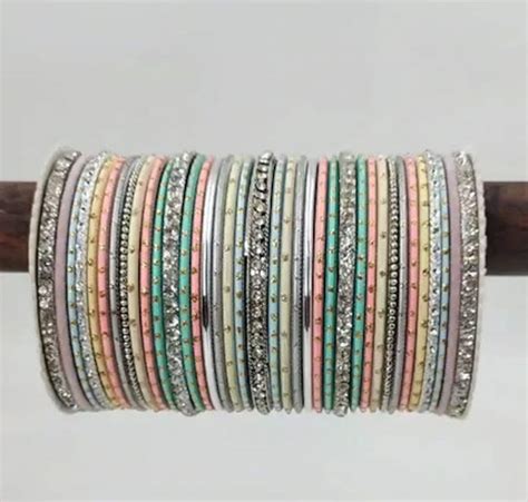 Elegant Pastel Colors Bangles Set Indian Bangles For Bride Etsy