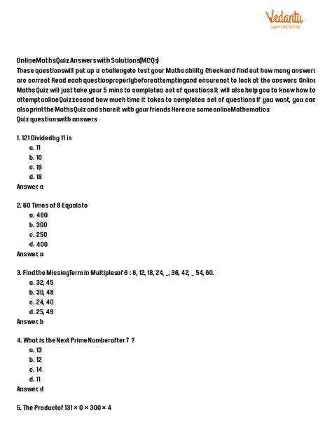 SOLUTION Maths Quiz Questions With Answers Studypool