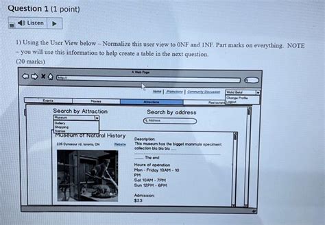Solved 1 Using The User View Below Normalize This User