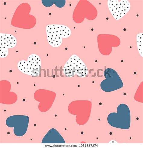Cute Seamless Pattern Repeating Hearts Round Stock Vector Royalty Free 1051837274