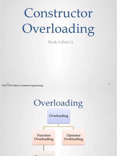 Constructor Overloading Week 4 Part 1 Download Free Pdf