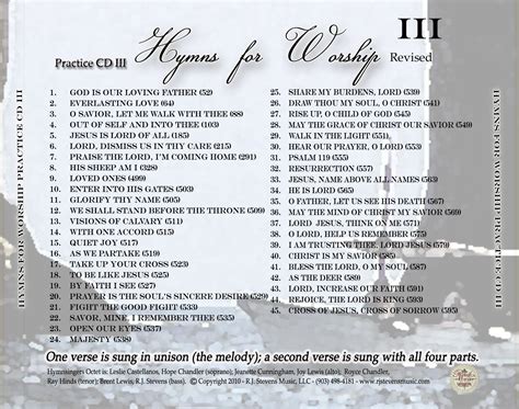 Hymns For Worship Revised Hymnal Practice Cds R J Stevens Music