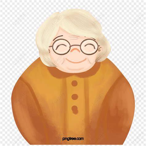 갈색 흰 머리 할머니 일러스트 안경 노인 주름 Png 일러스트 무료 다운로드 Lovepik
