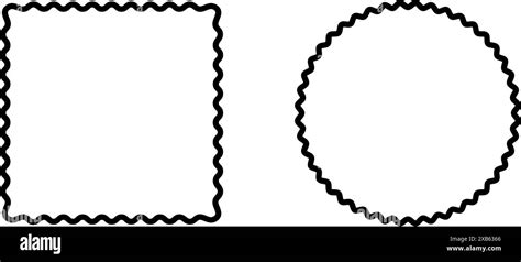 Round And Rectangular Frames With Curvy Edges Circle And Square Shapes With Undulated Borders