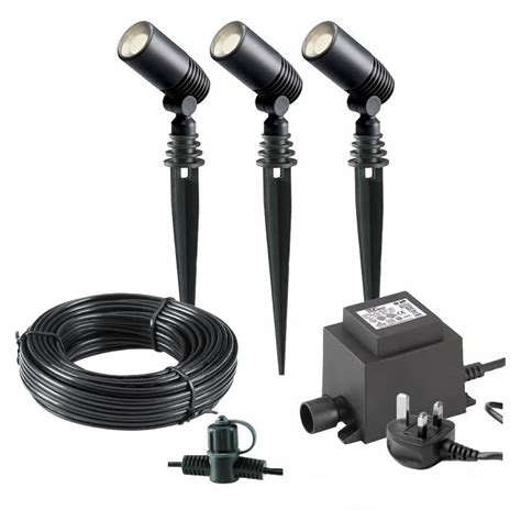 Techmar Alder 12v Plug And Play Led Garden Lights Bundle 3 Light Kit