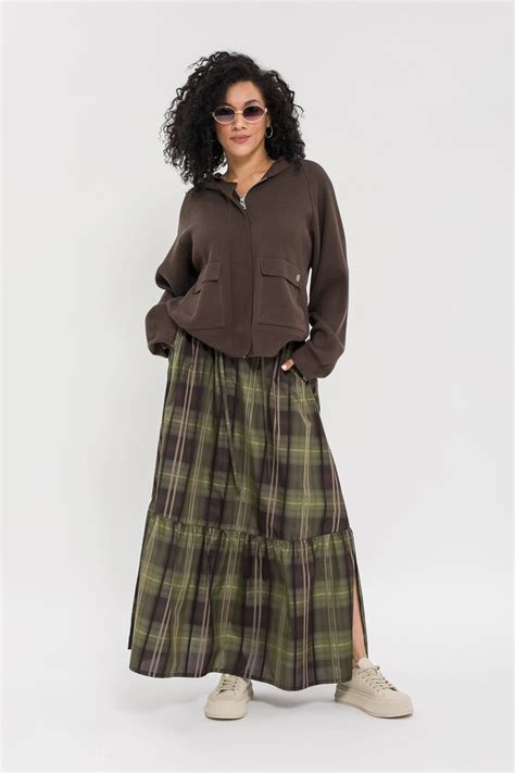 Довга картата спідниця Maxa купити онлайн