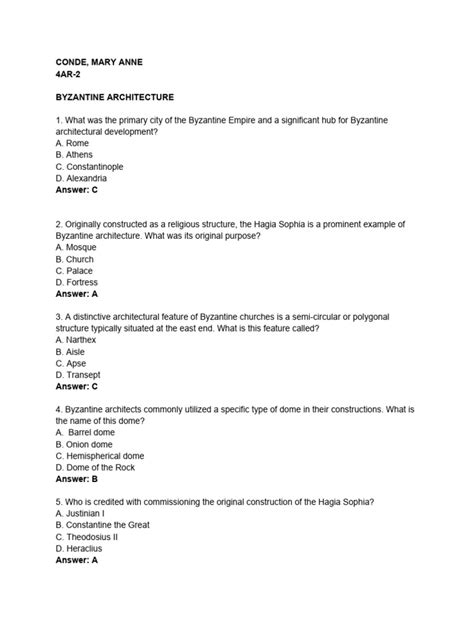 Byzantine Architecture Multiple Choice Q And A Pdf Gothic Architecture Dome