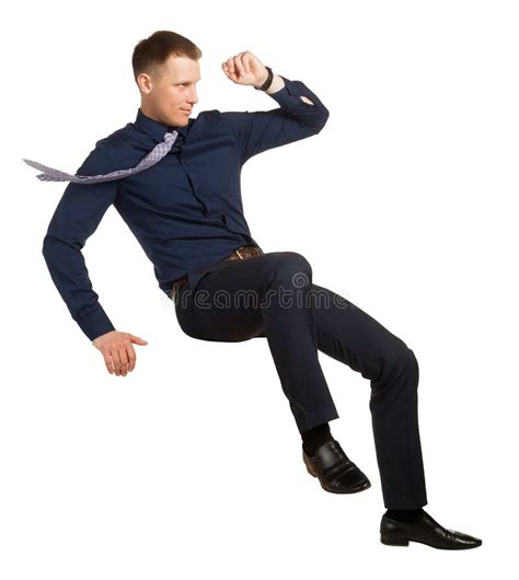Businessman In A Falling Position On White Stock Image Image Of Dancer Male 71106783