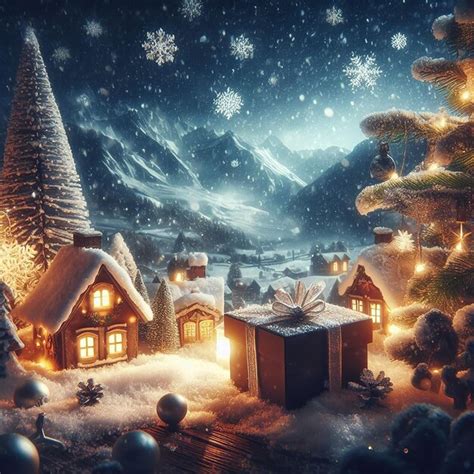 Premium Photo A Photo Christmas Day A Big Box Efek Snowflakes Cgi Render