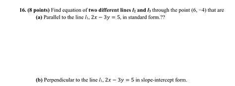 Solved 6 8 Points Find Equation Of Two Different Lines