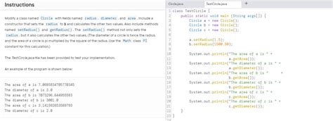 Solved Instructions Modify A Class Named Circle With Fields