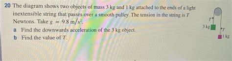 solved 20 the diagram shows two objects of mass 3 kg and 1