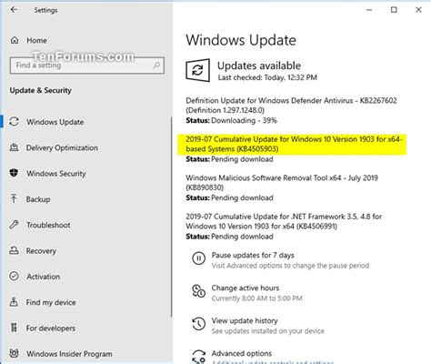 cumulative update kb4505903 windows 10 v1903 build 18362 263 july 17