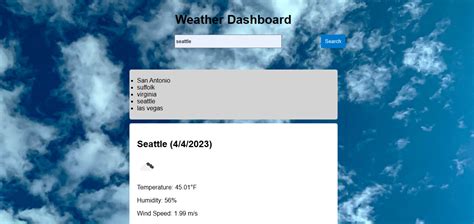 GitHub Mandarinfish Weather Dashboard A Weather Dashboard That Retrieves The Day Weather