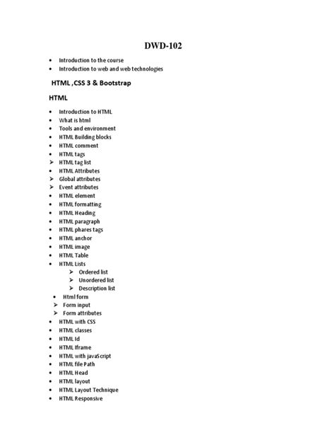 Syllabus Pdf Cascading Style Sheets Html Element